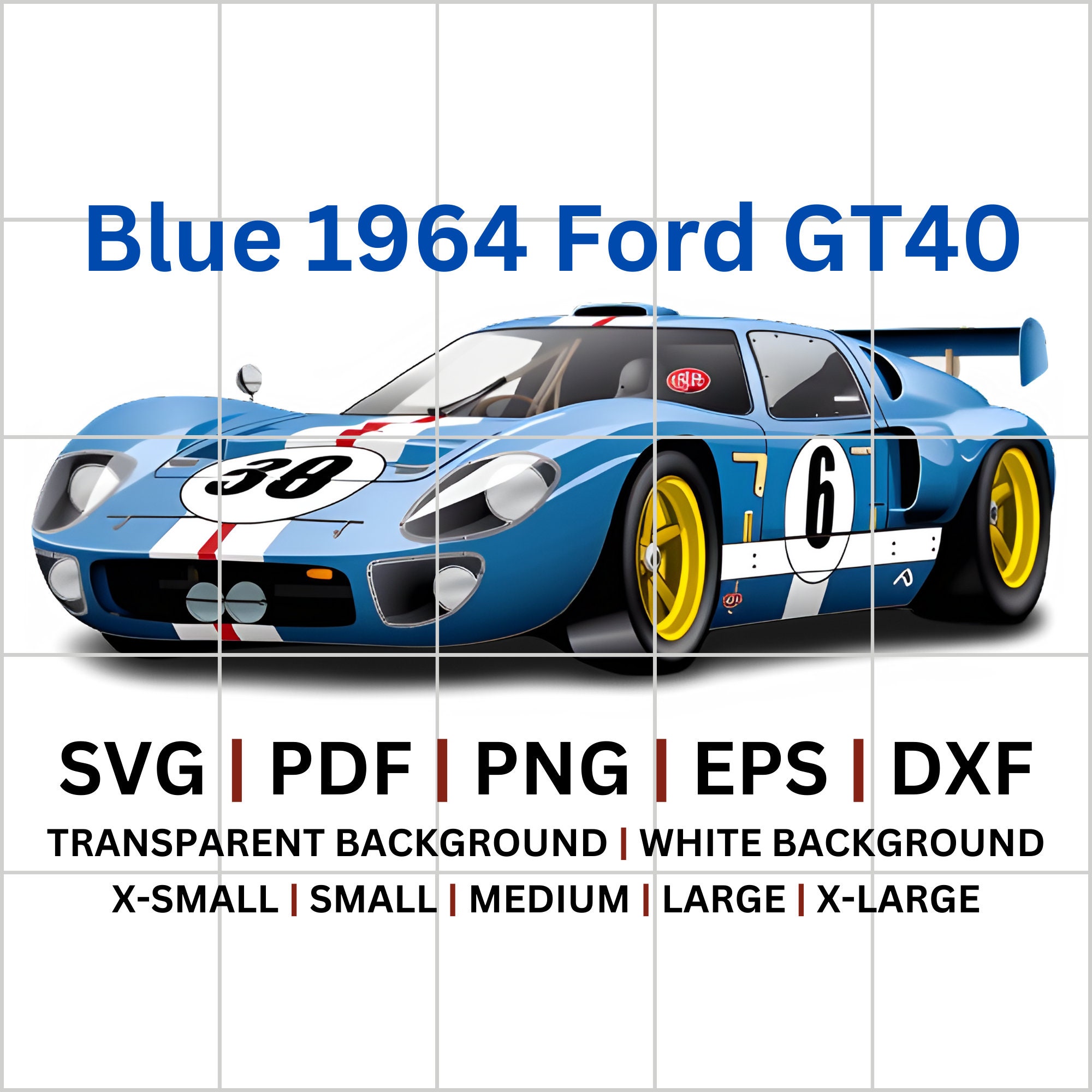 Blue 1964 Ford GT40 Clipart Bundle Vector Graphic Instant - Etsy