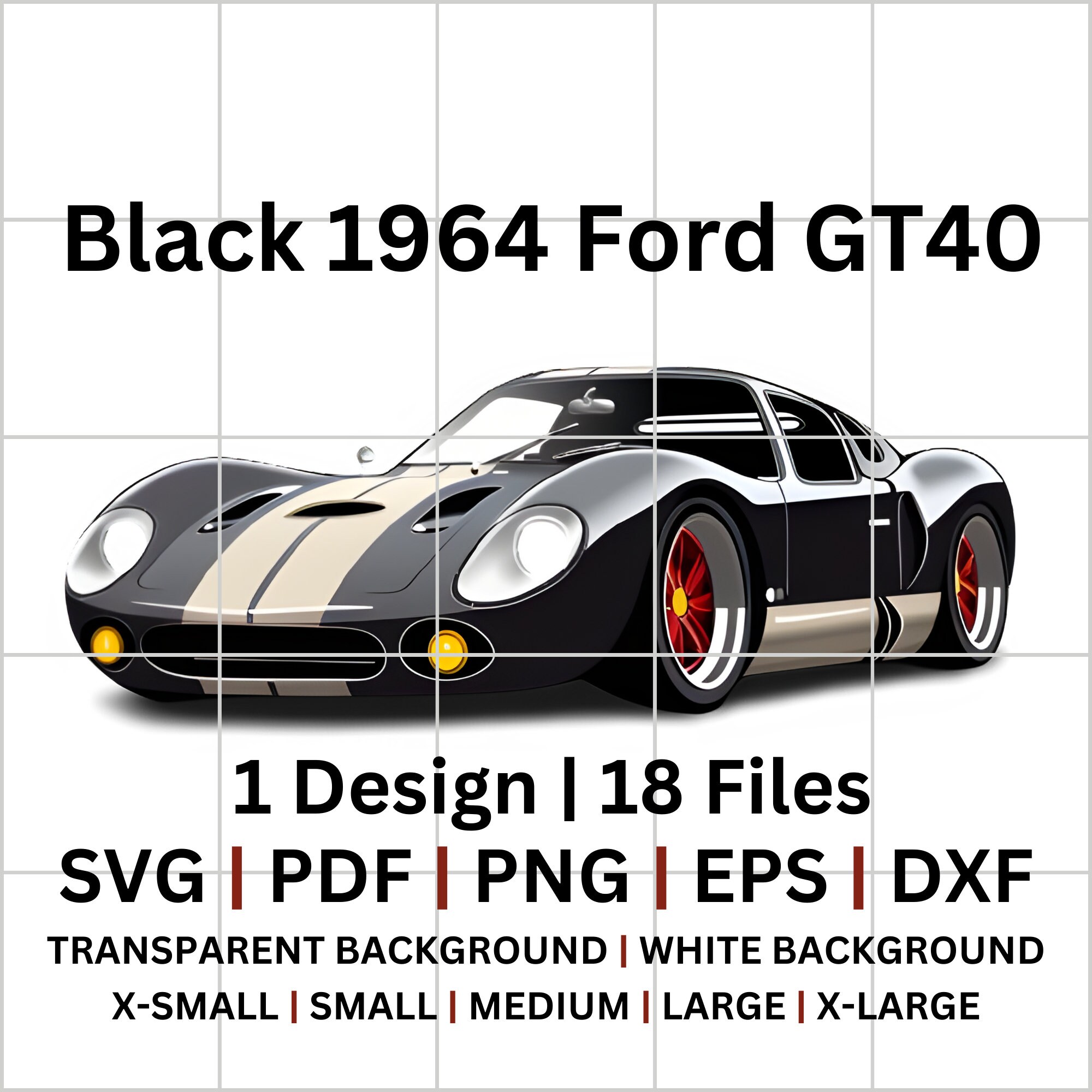 Black 1964 Ford GT40 Classic Car Clipart Bundle Vector - Etsy