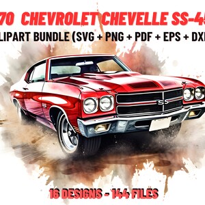 Chevrolet Chevelle SS-454, Vintage Car, Mega Clipart Bundle, Muscle Car ...
