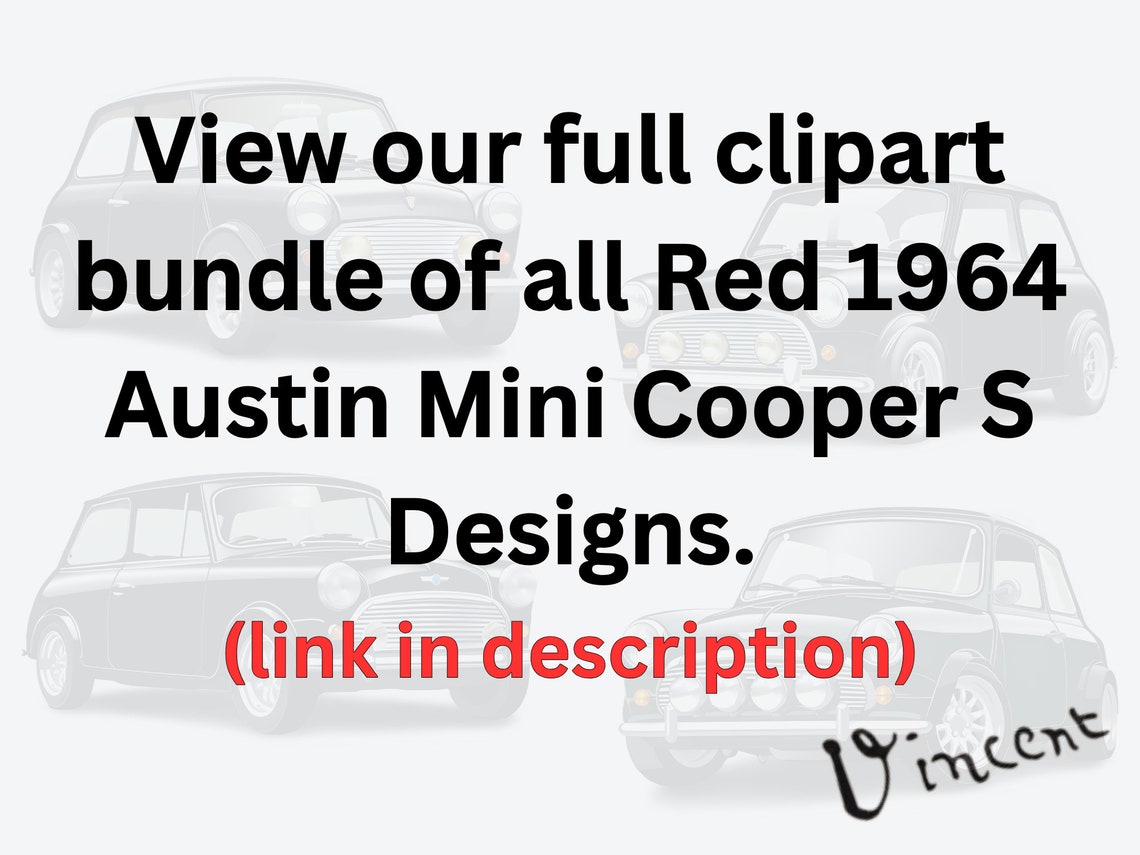 Red 1963 Austin Mini Cooper S, Clipart Bundle, Vector Graphic, Instant ...