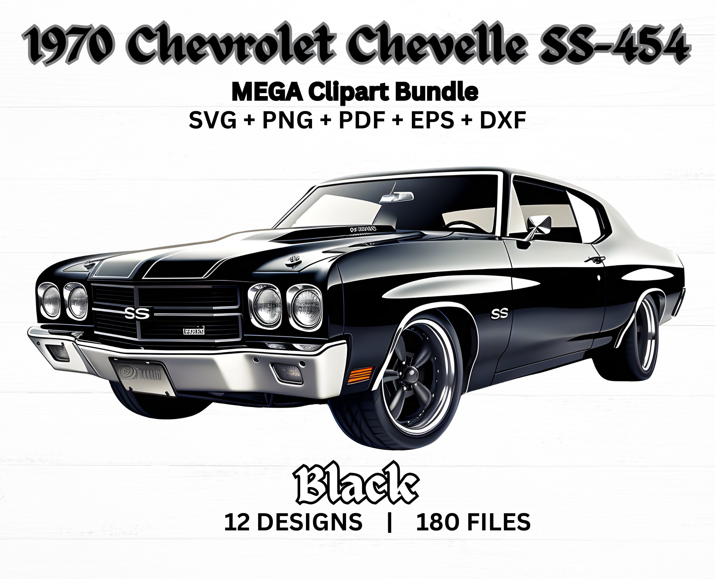 1970 Chevrolet Chevelle SS-454, Vintage Car, Clipart, Iconic Muscle Car ...