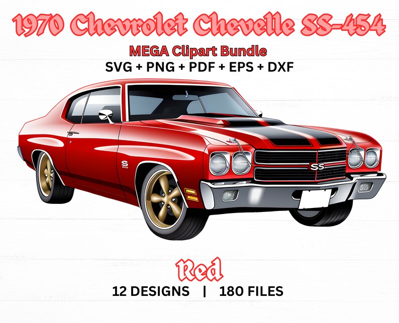 1970 Chevrolet Chevelle SS-454, Vintage Car, Clipart, Iconic Muscle Car ...