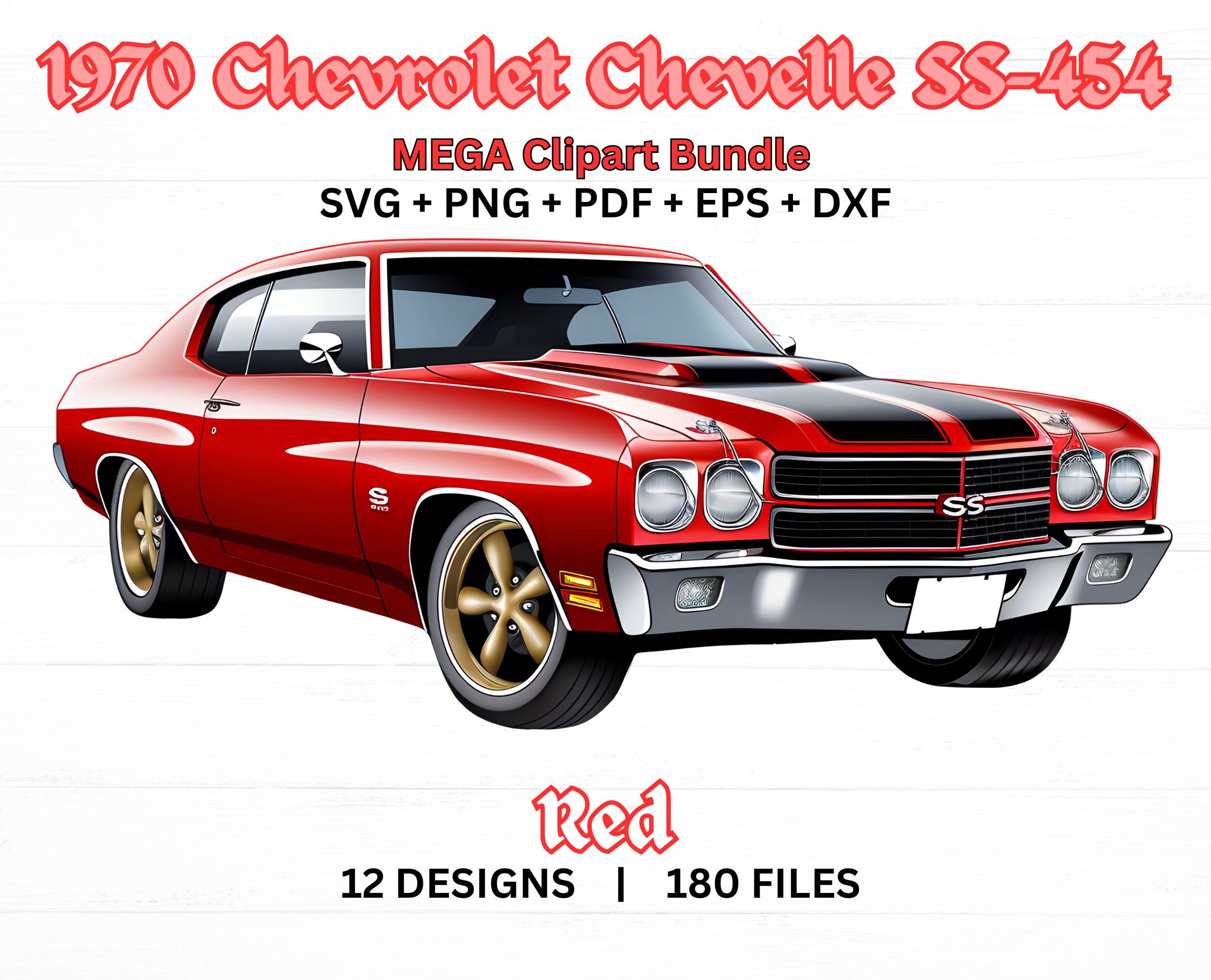 1970 Chevrolet Chevelle SS-454, Vintage Car, Clipart, Iconic Muscle Car ...