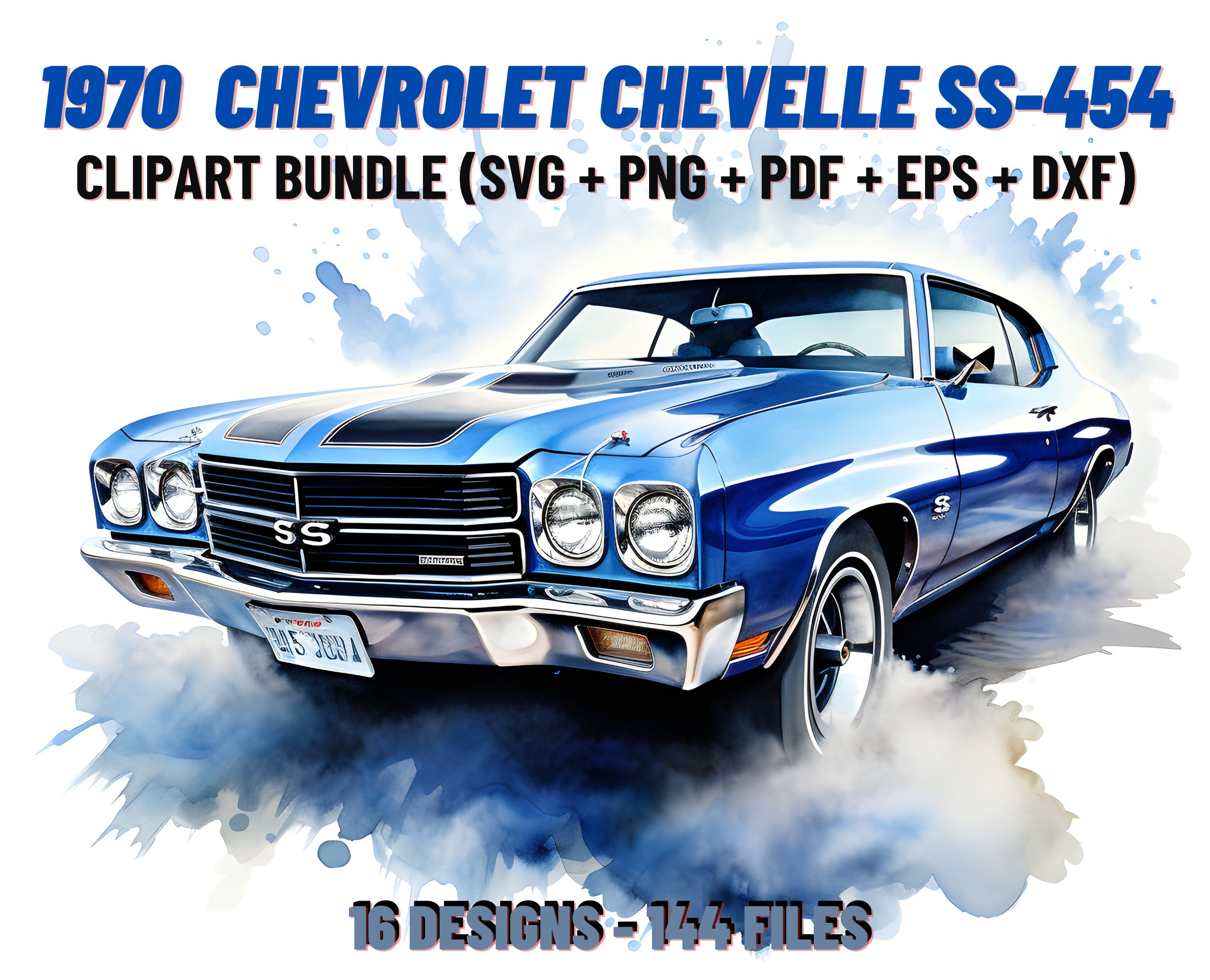 1970 Chevrolet Chevelle SS-454, Vintage Car, Clipart, Iconic Muscle Car ...