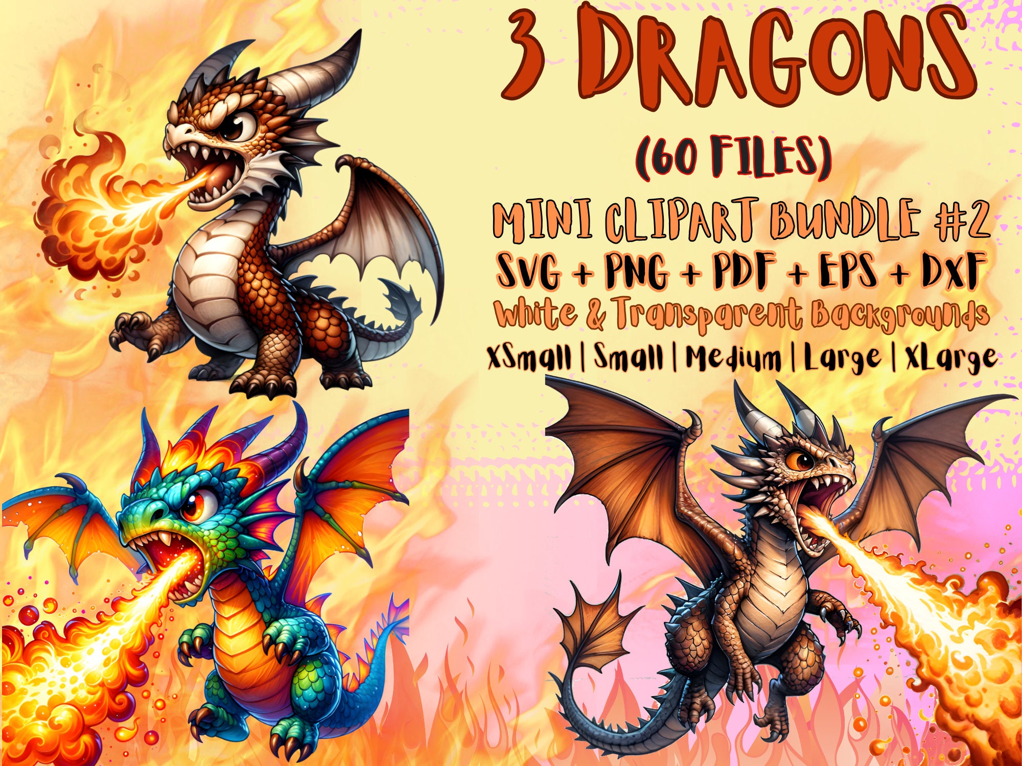 Dragons, Dragon, Mythical Creatures, Fantasy, Clipart Bundle, Vector ...