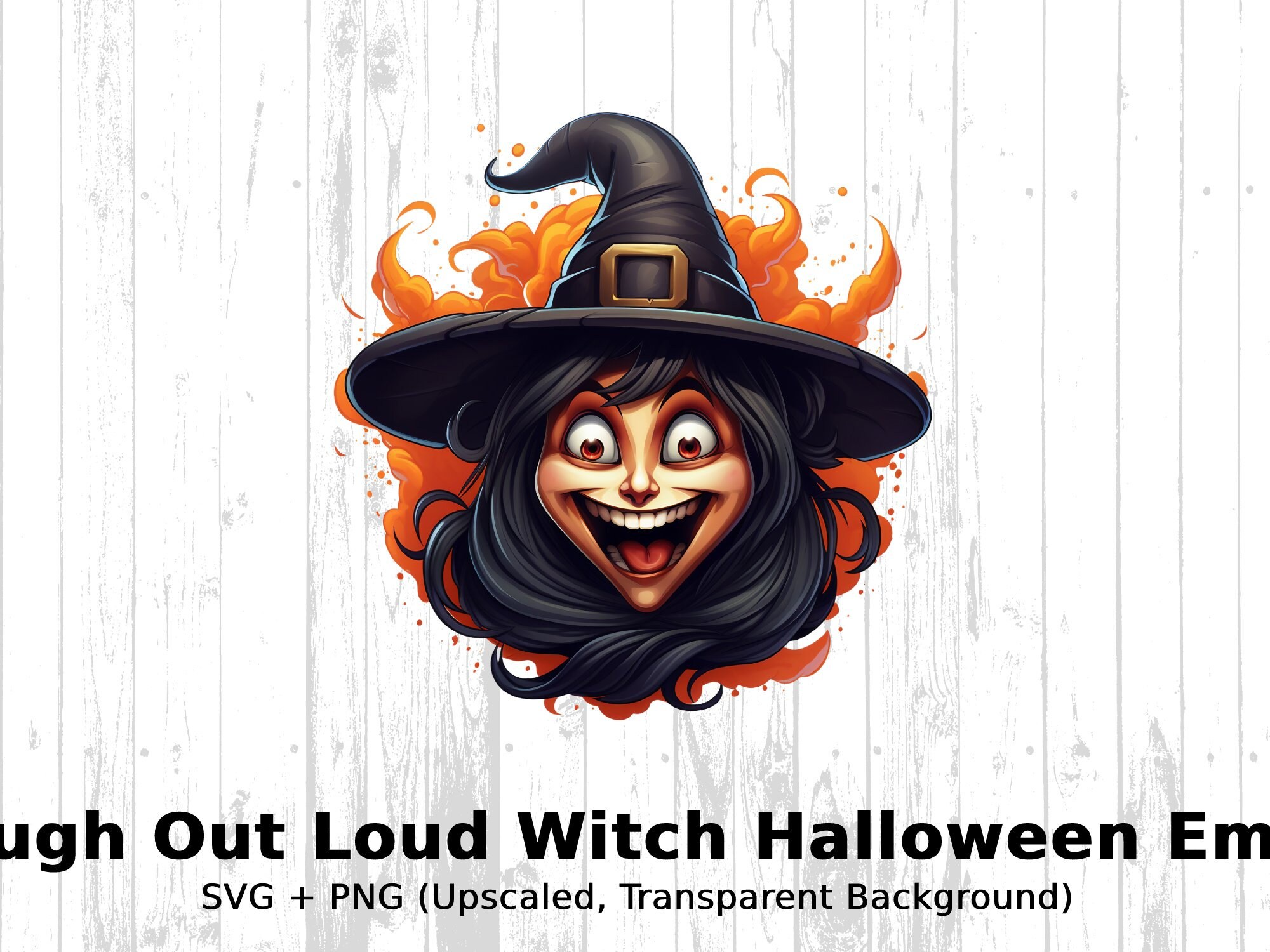 Halloween Cute Witch Emoji Clipart PNG Upscaled SVG - Etsy