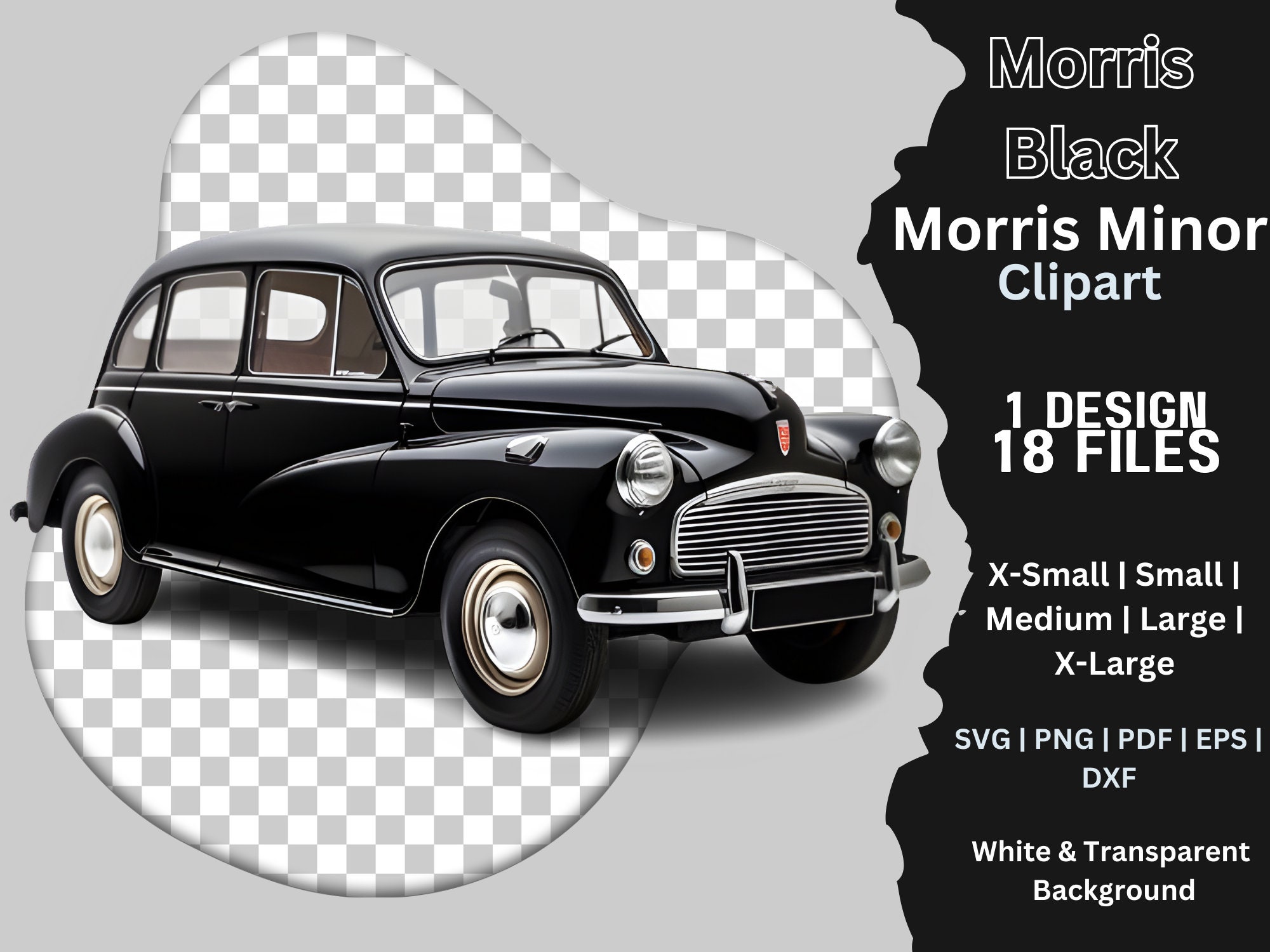 Black Morris Minor, Morris Minor, Clipart Bundle, Vector Graphic ...