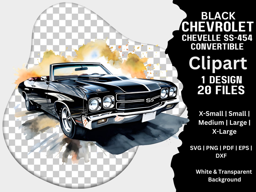 Black 1970 Chevrolet Chevelle SS-454 Convertible, Clipart, Vector ...