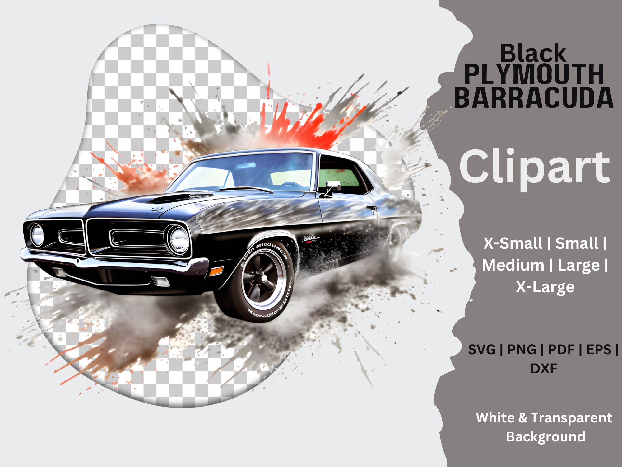 Plymouth Barracuda, Plymouth Cuda, Multicolor Clipart Bundle, Vector ...