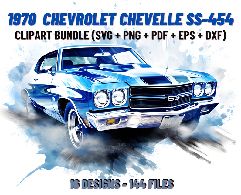 1970 Chevrolet Chevelle SS-454, Vintage Car, Mega Clipart Bundle ...