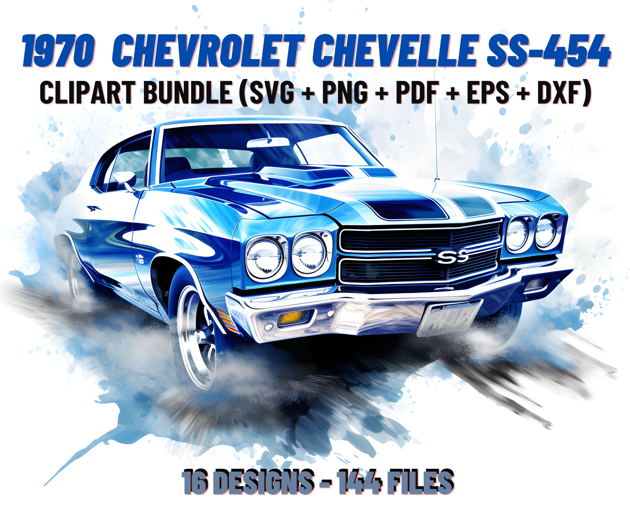 1970 Chevrolet Chevelle SS-454, Vintage Car, Mega Clipart Bundle ...