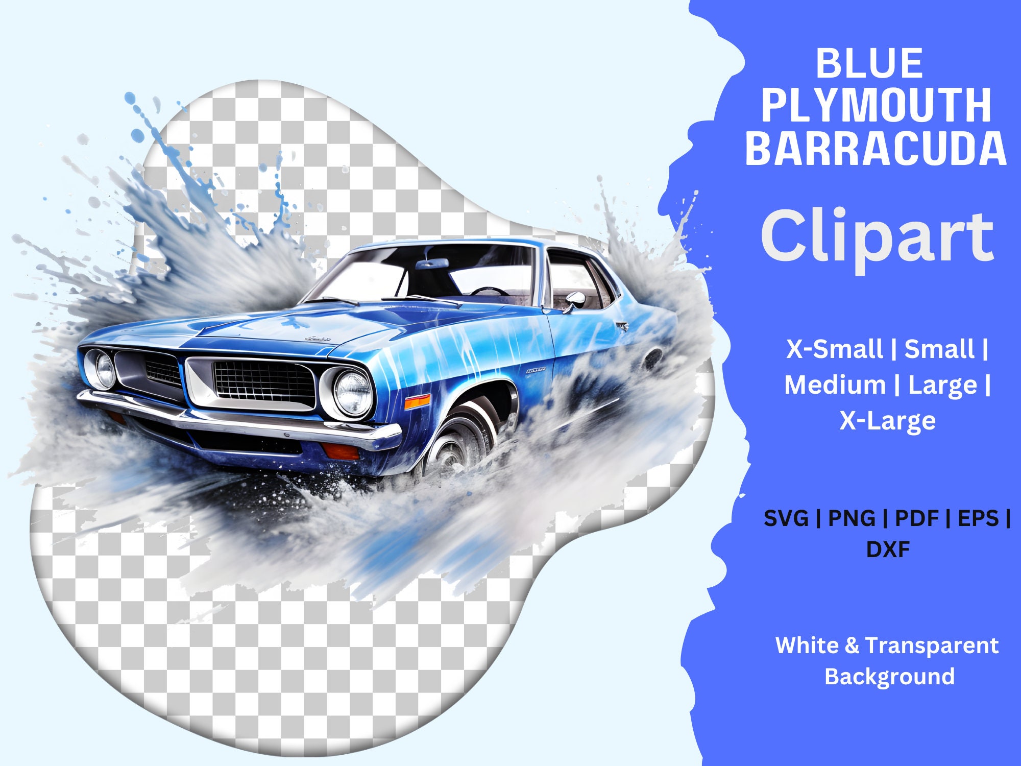 Plymouth Barracuda, Plymouth Cuda, Multicolor Clipart Bundle, Vector ...