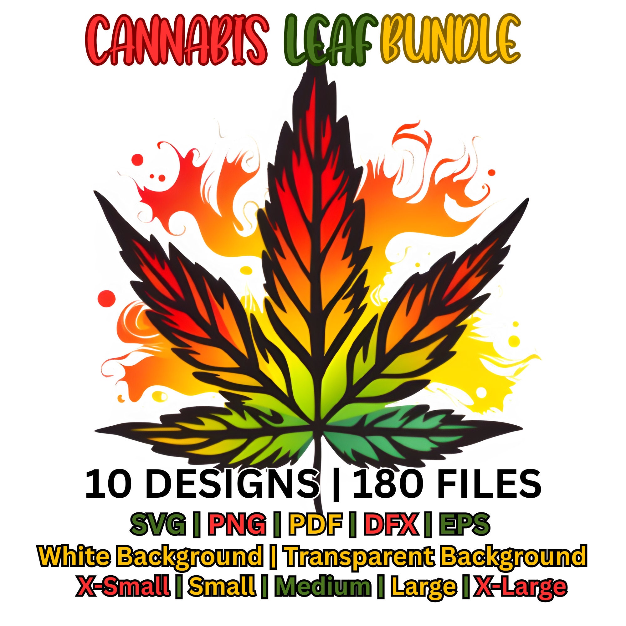 Cannabis Leaf, Vector, Clipart Bundle, SVG, PDF, PNG, Dfx, Eps, High ...
