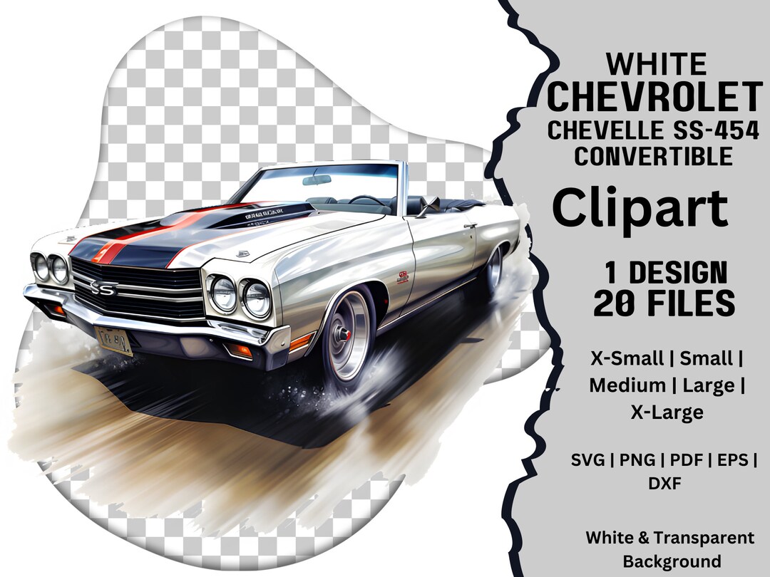 White 1970 Chevrolet Chevelle SS-454 Convertible, Clipart, Vector ...