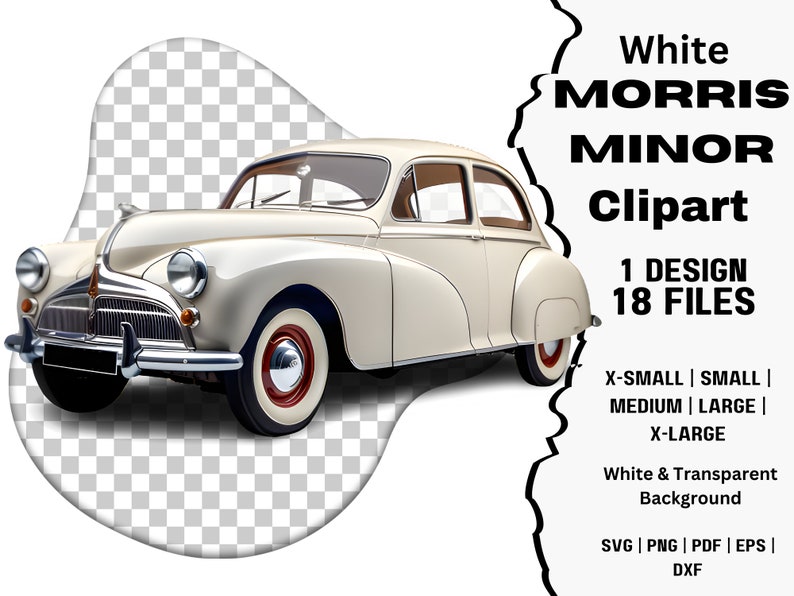 White Morris Minor, Morris Minor, Clipart, Vector Graphic, Instant ...
