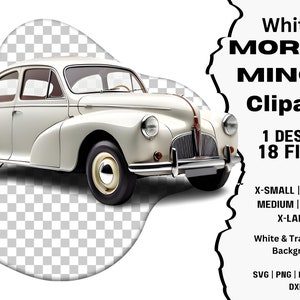 White Morris Minor, Morris Minor, Clipart, Vector Graphic, Instant ...