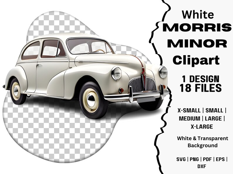 White Morris Minor, Morris Minor, Clipart, Vector Graphic, Instant ...