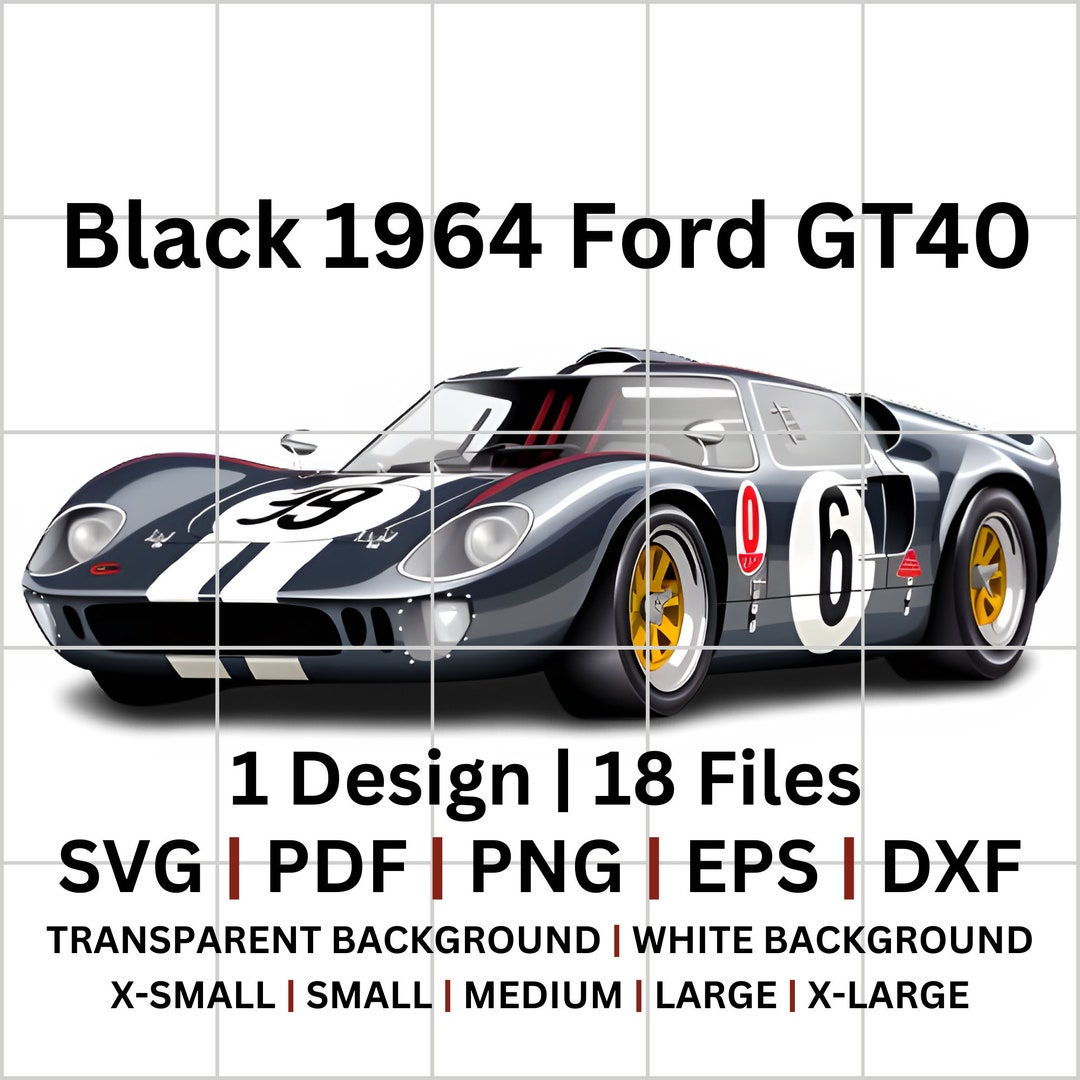Black 1964 Ford GT40, Clipart Bundle, Vector Graphic, Instant Download ...