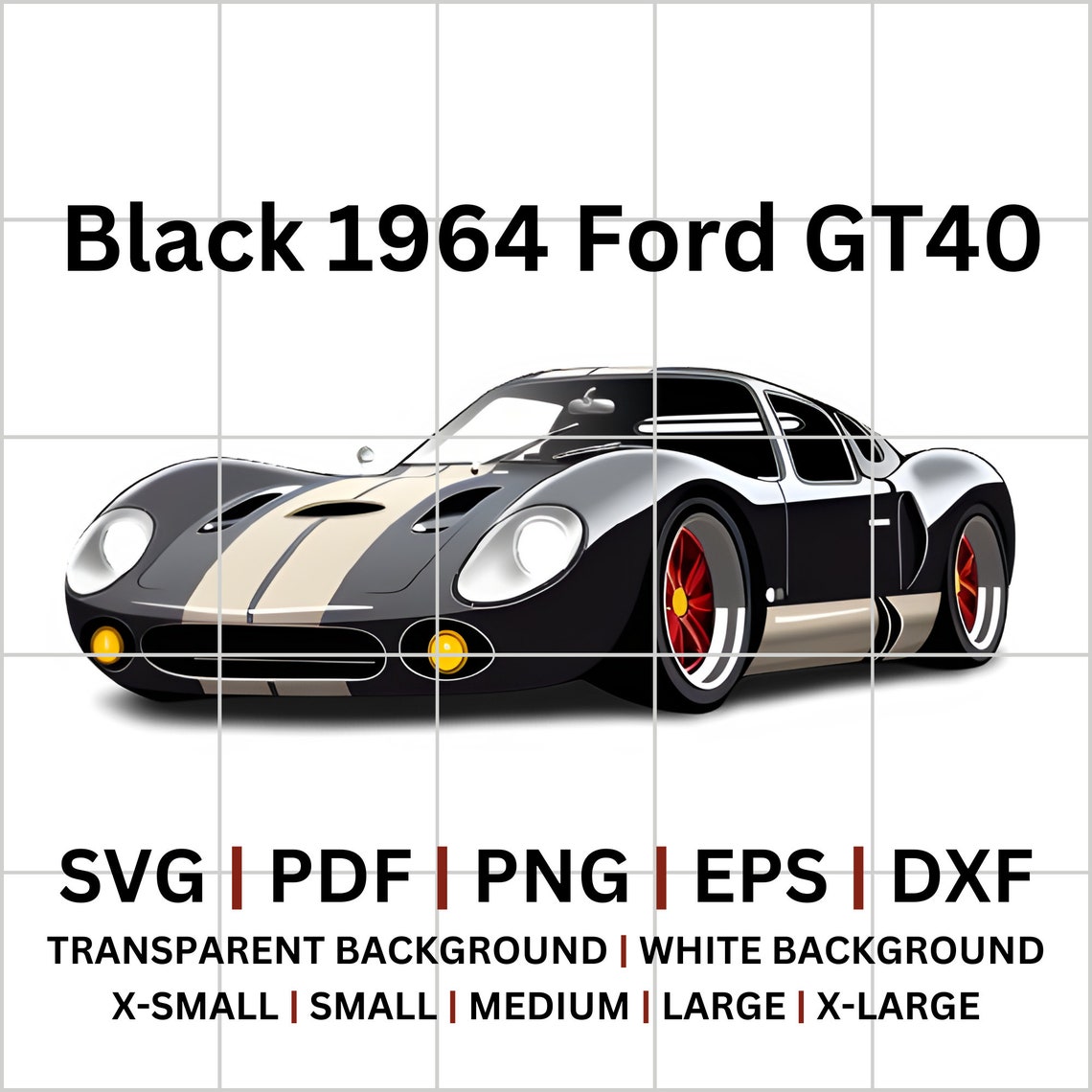 Black 1964 Ford GT40, Clipart Bundle, Vector Graphic, Instant Download ...