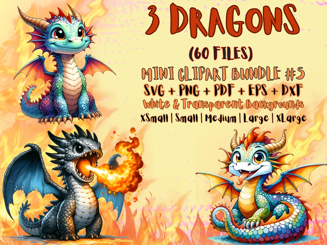 Dragons, Dragon, Mythical Creatures, Fantasy, Clipart Bundle, Vector ...