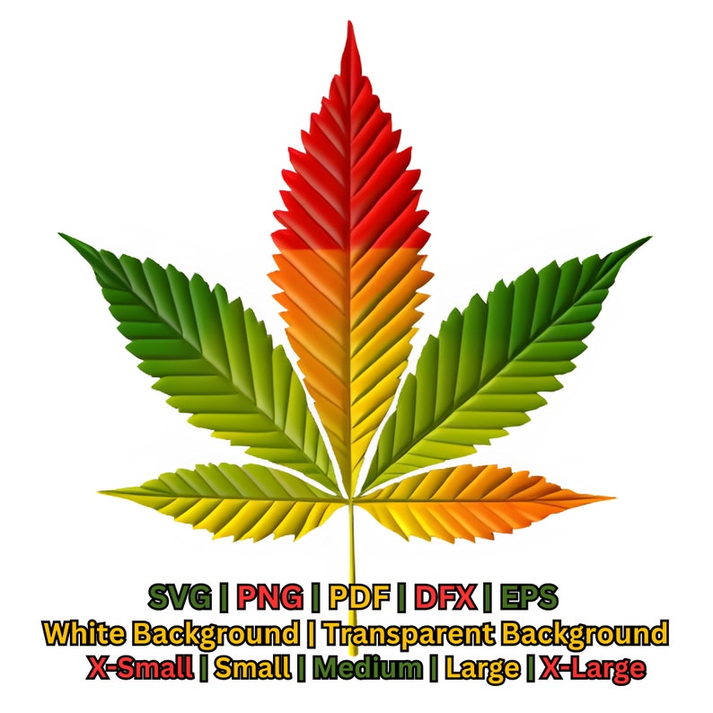 Cannabis Leaf, Rasta Colors, Weed, Clipart Bundle, SVG, PDF, PNG, Dfx ...