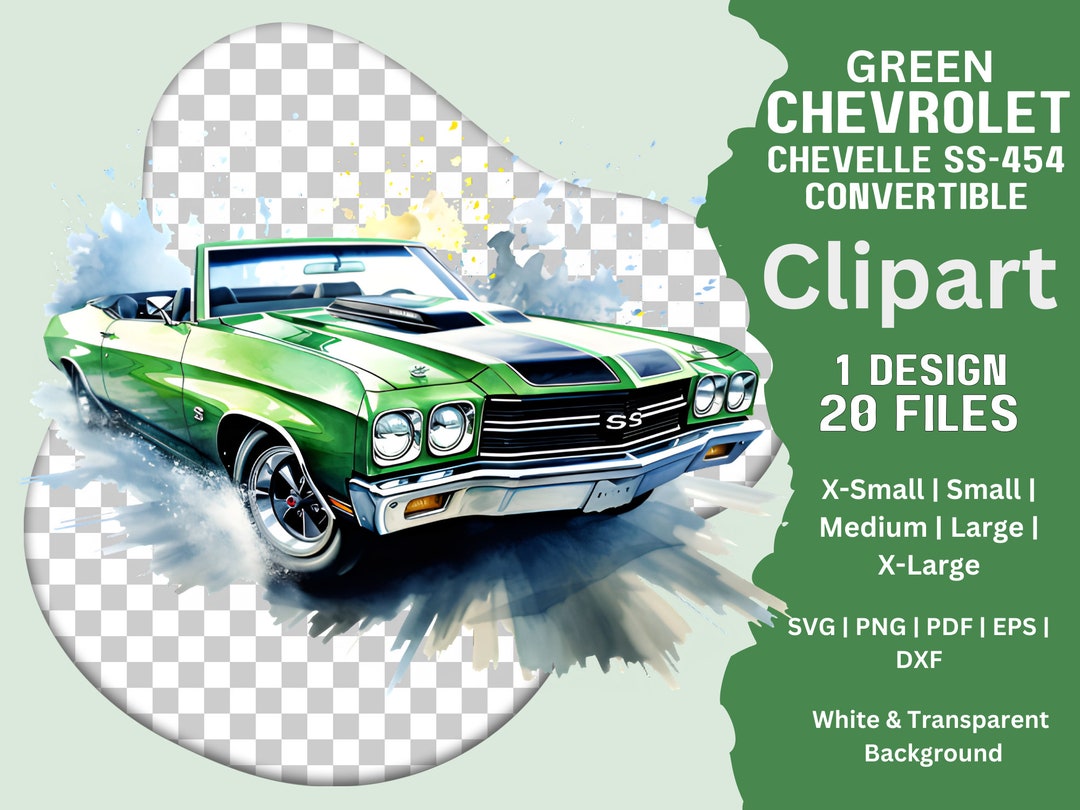 Green 1970 Chevrolet Chevelle SS-454 Convertible, Clipart, Vector ...