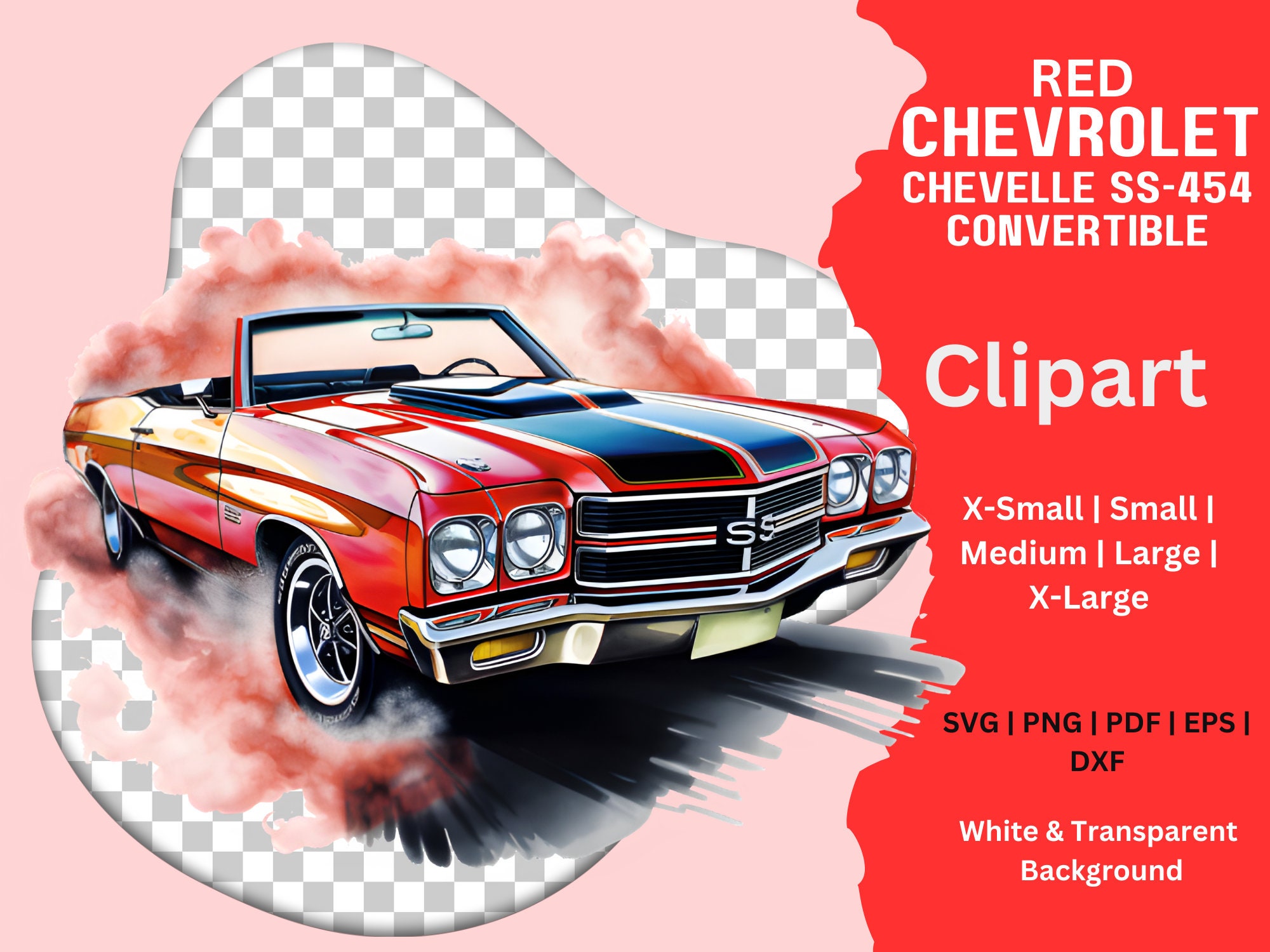Chevrolet Chevelle SS-454 Convertible, Multi-color, Clipart Bundle ...
