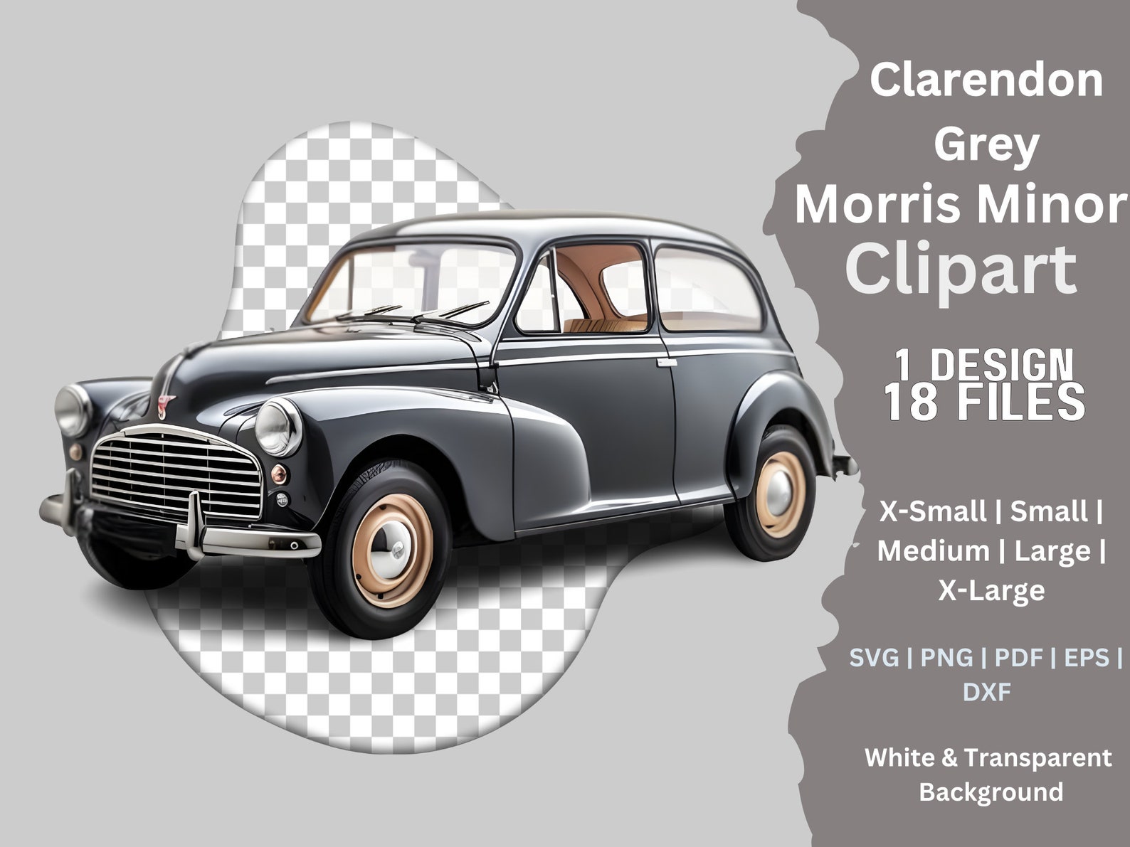 Clarendon Grey Morris Minor, Morris Minor, Clipart Bundle, Vector ...