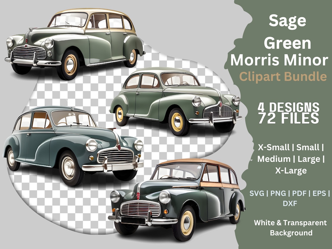 Sage Green Morris Minor, Morris Minor, Clipart Bundle, Vector Graphic ...