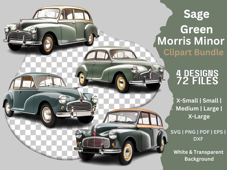 Sage Green Morris Minor, Morris Minor, Clipart Bundle, Vector Graphic ...
