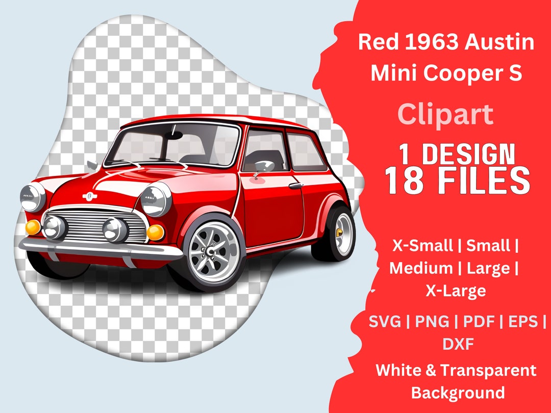 Red 1963 Austin Mini Cooper S, Clipart Bundle, Vector Graphic, Instant ...