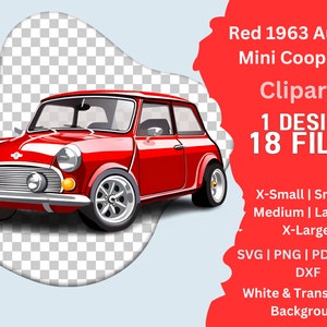 Red 1963 Austin Mini Cooper S, Clipart Bundle, Vector Graphic, Instant ...