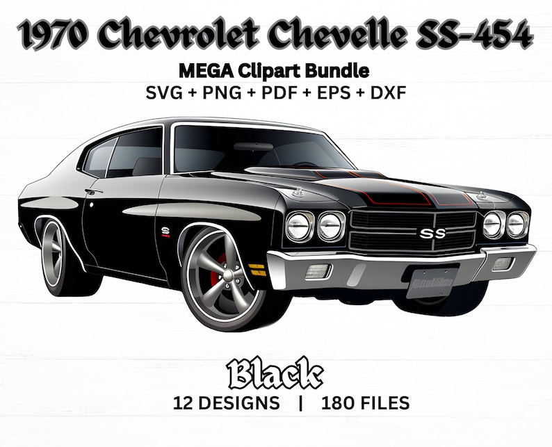 1970 Chevrolet Chevelle SS-454, Vintage Car, Clipart, Iconic Muscle Car ...