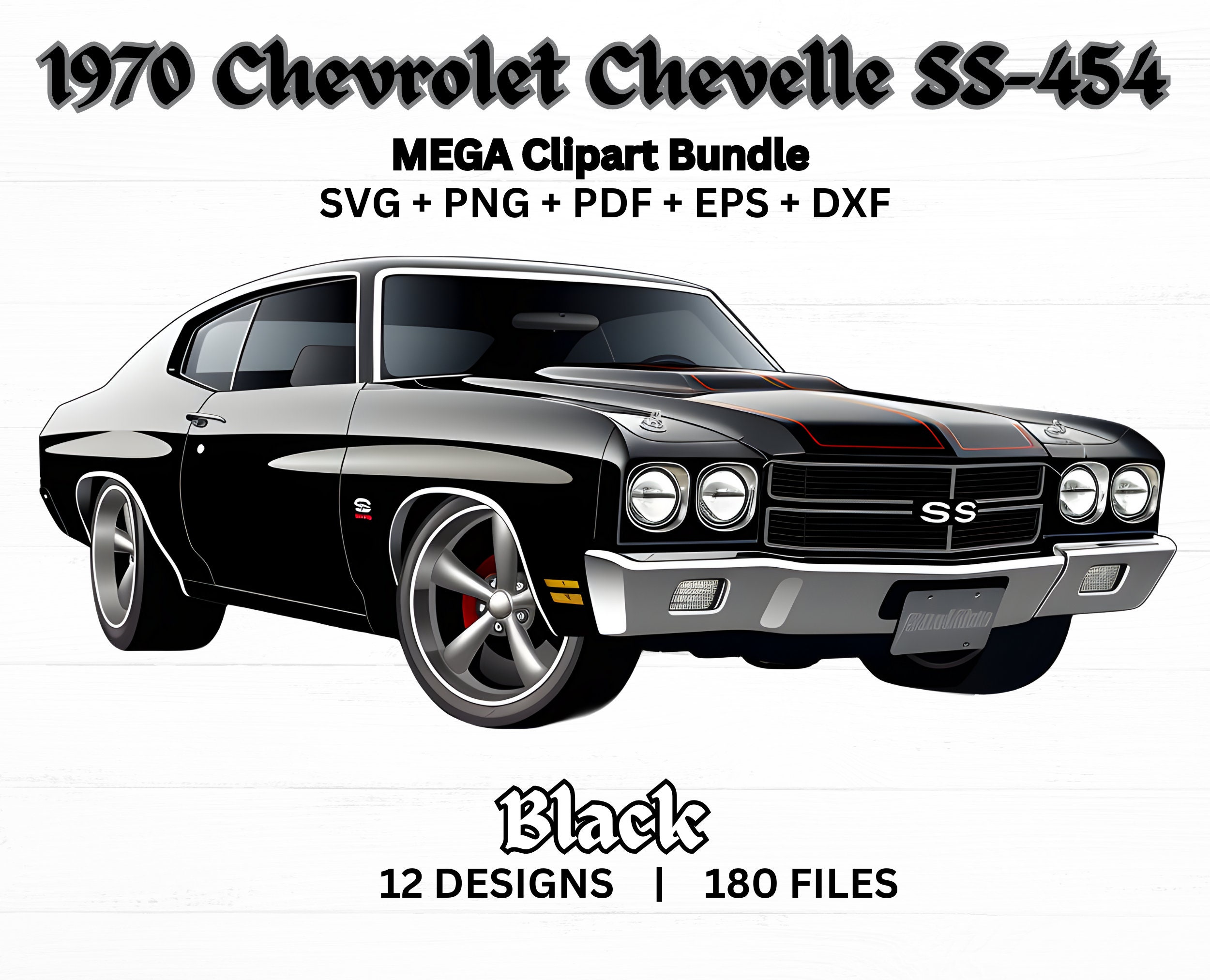 1970 Chevrolet Chevelle SS-454, Vintage Car, Clipart, Iconic Muscle Car ...