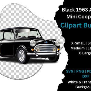 Black 1963 Austin Mini Cooper S, Clipart Bundle, Vector Graphic ...