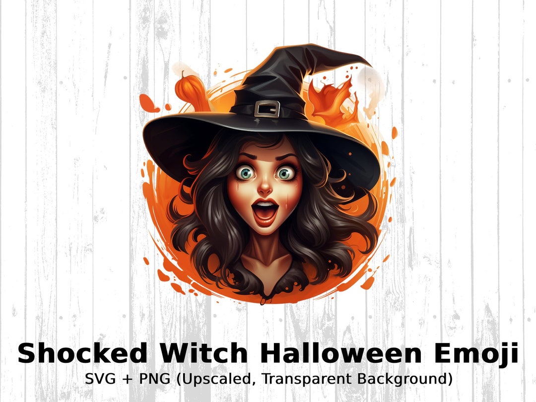 Halloween Cute Witch Emoji Clipart PNG Upscaled SVG - Etsy