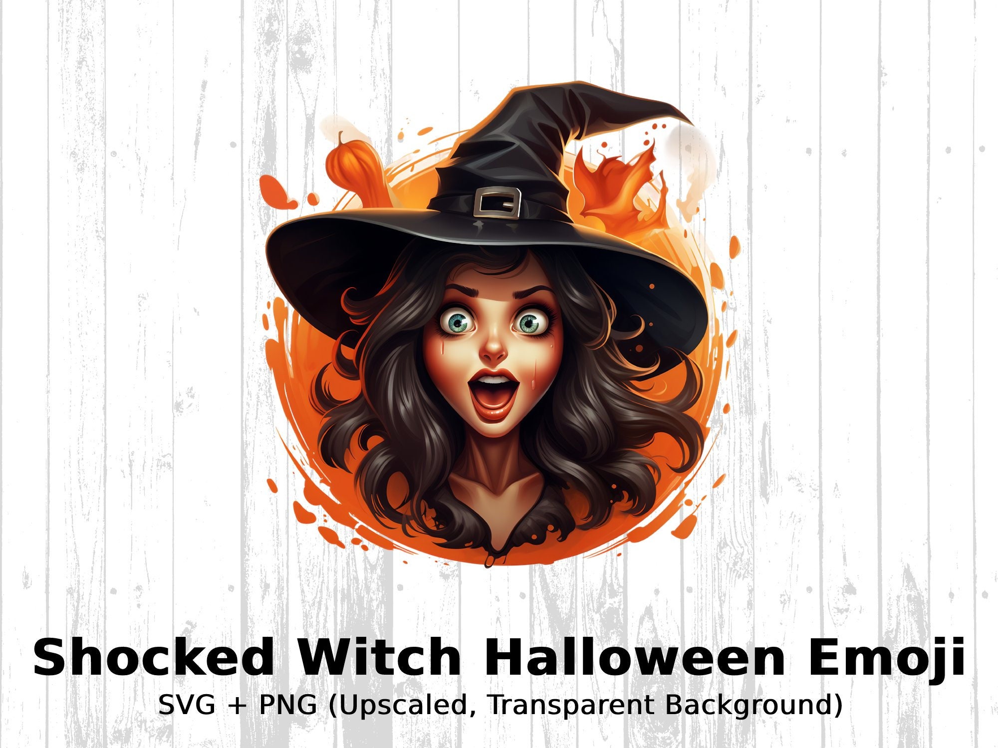 Halloween Cute Witch Emoji Clipart PNG Upscaled SVG - Etsy