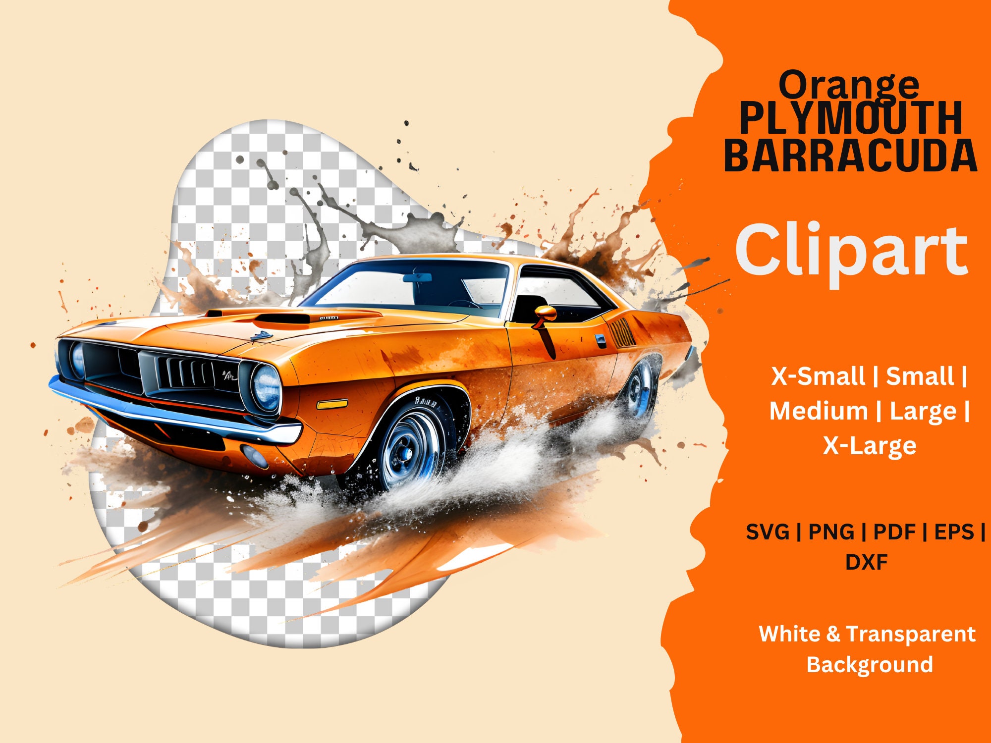 Plymouth Barracuda, Plymouth Cuda, Multicolor Clipart Bundle, Vector ...