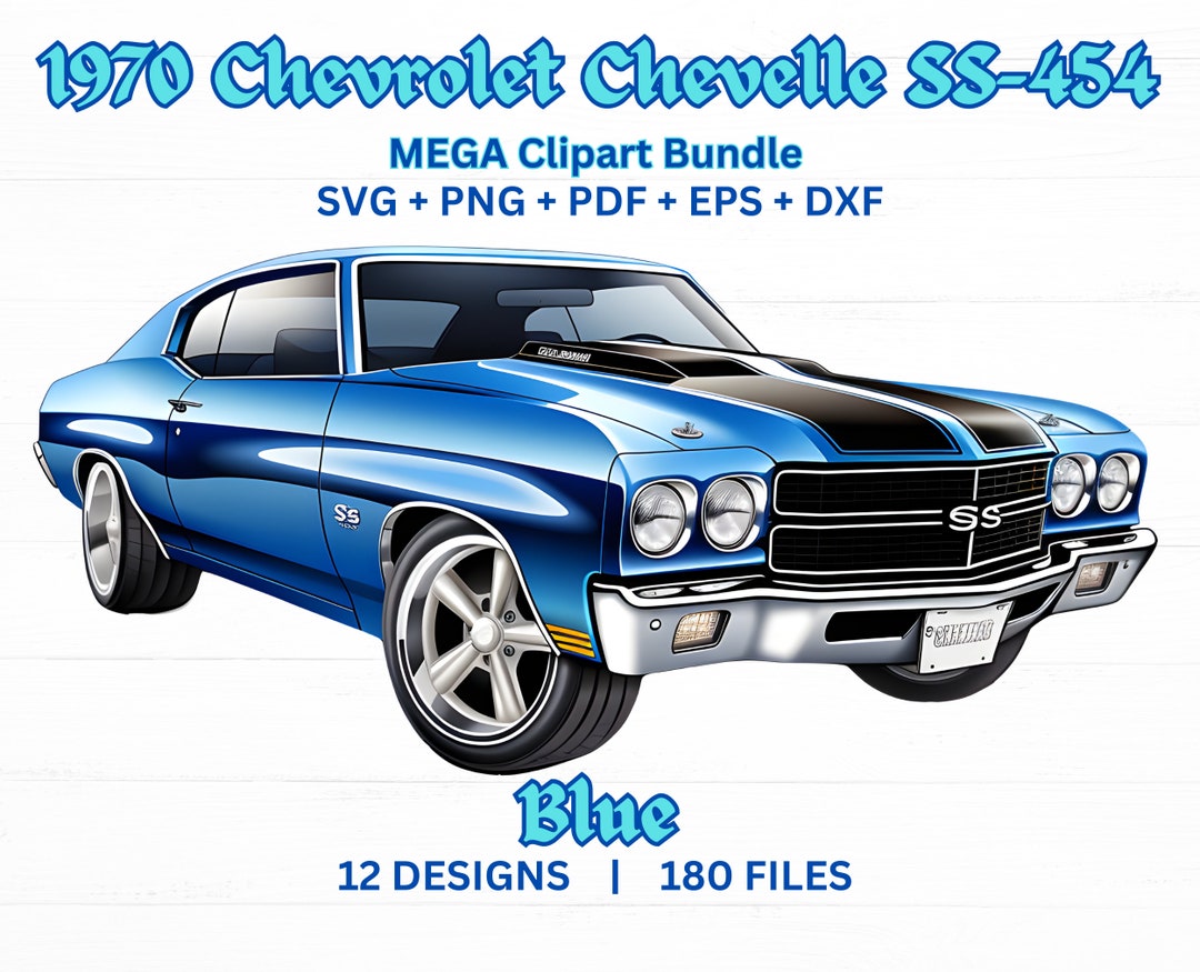 1970 Chevrolet Chevelle SS-454, Vintage Car, Clipart, Iconic Muscle Car ...