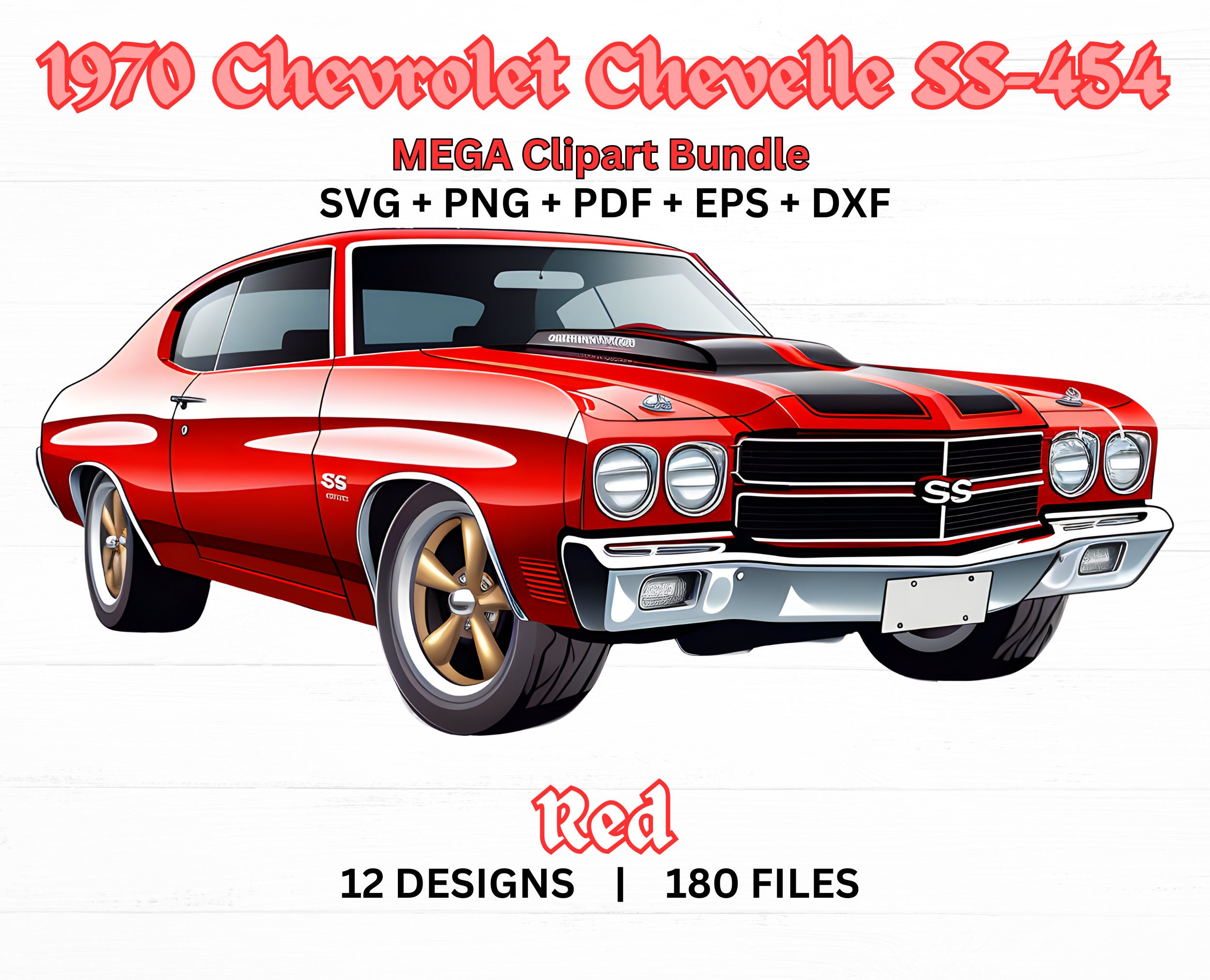 1970 Chevrolet Chevelle SS-454, Vintage Car, Clipart, Iconic Muscle Car ...