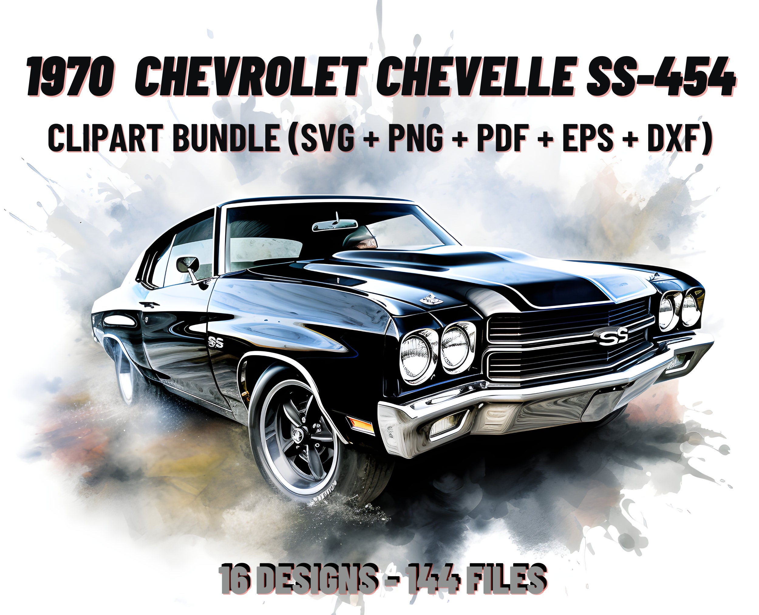 1970 Chevrolet Chevelle SS-454, Vintage Car, Clipart, Iconic Muscle Car ...