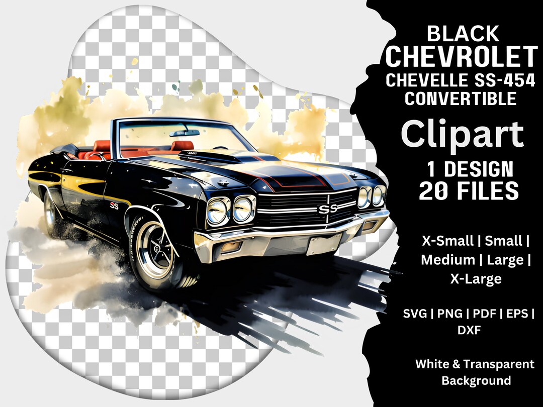 Black 1970 Chevrolet Chevelle SS-454 Convertible, Clipart, Vector ...