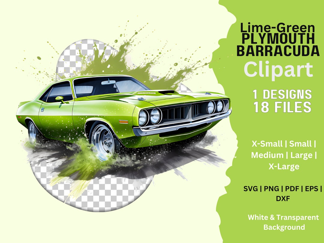 Lime-green Plymouth Barracuda, Plymouth Cuda, Clipart, Vector Graphic ...