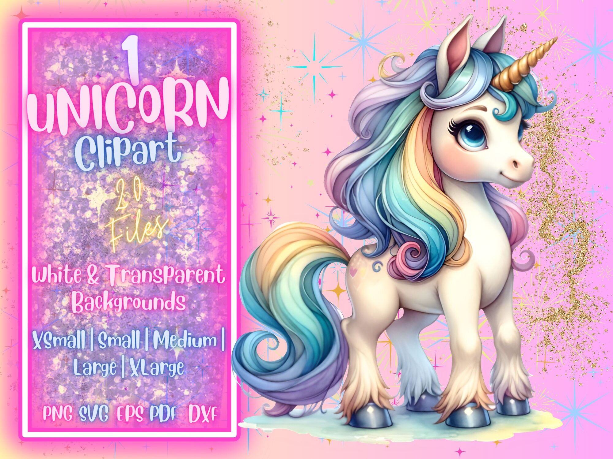 Unicorns, Unicorn, Mythical Creatures, Fantasy, Clipart Bundle, Vector ...