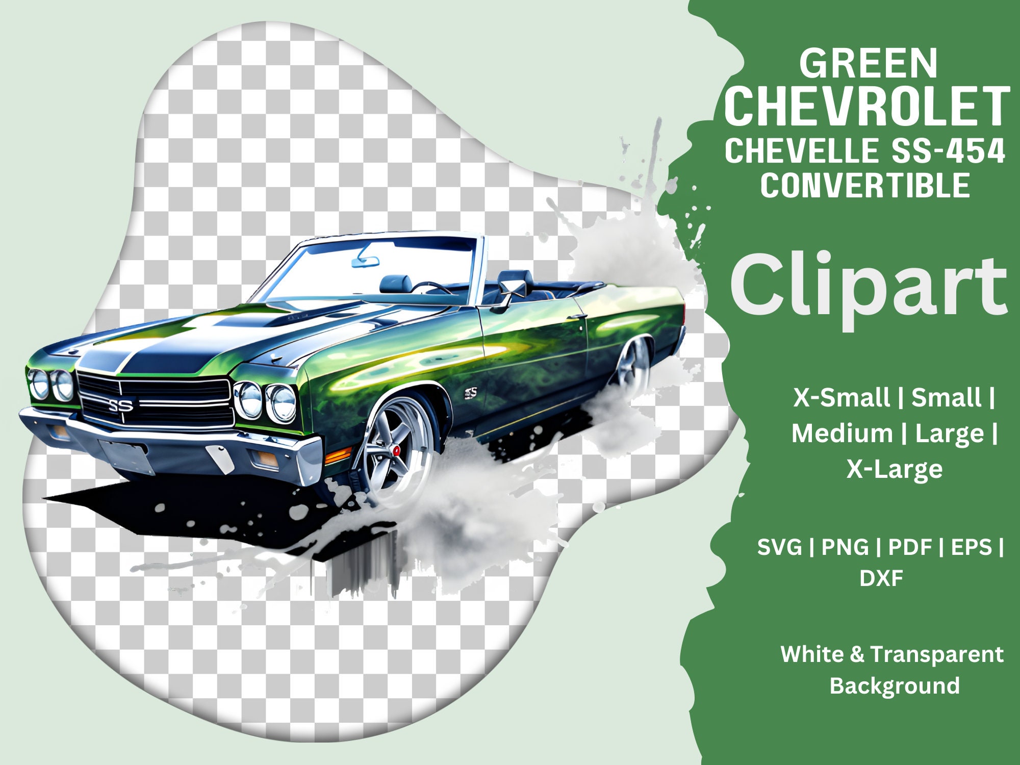 Chevrolet Chevelle SS-454 Convertible, Multi-color, Clipart Bundle ...