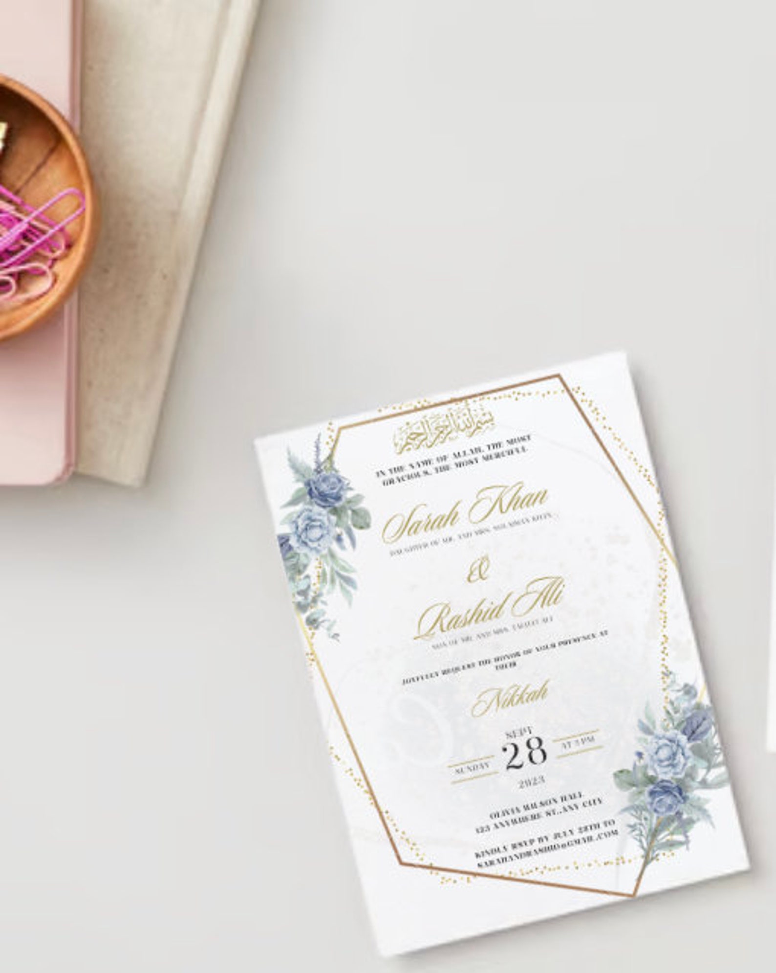 Digital Islamic Wedding Invitation, Muslim Wedding Invite, Nikkah ...