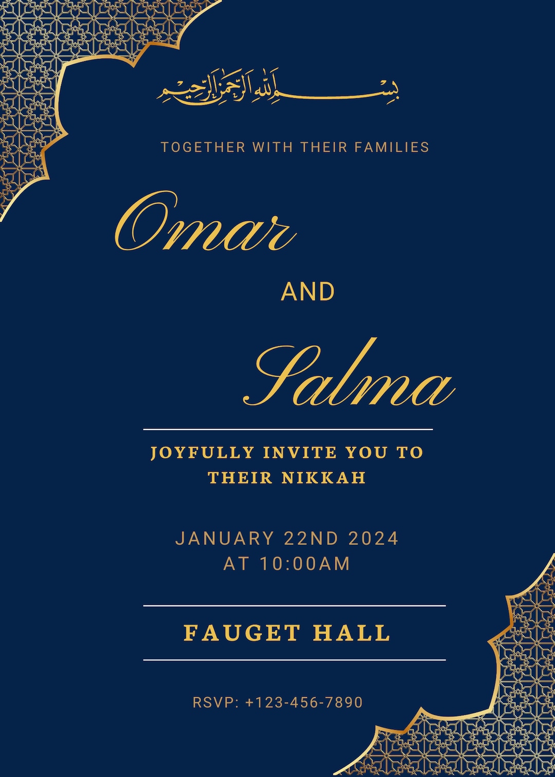 Digital Islamic Wedding Invitation, Muslim Wedding Invite, Nikkah ...