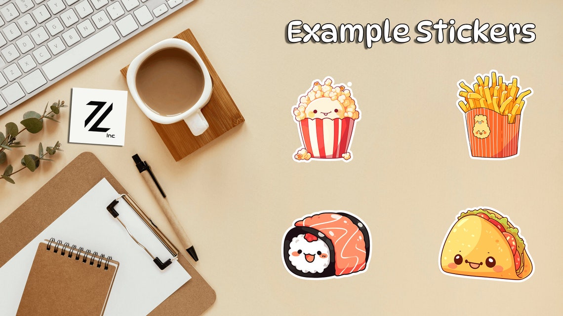 Funny Food Sticker Clipart Set, Sticker Set, Funny Food PNG, Cartoon ...