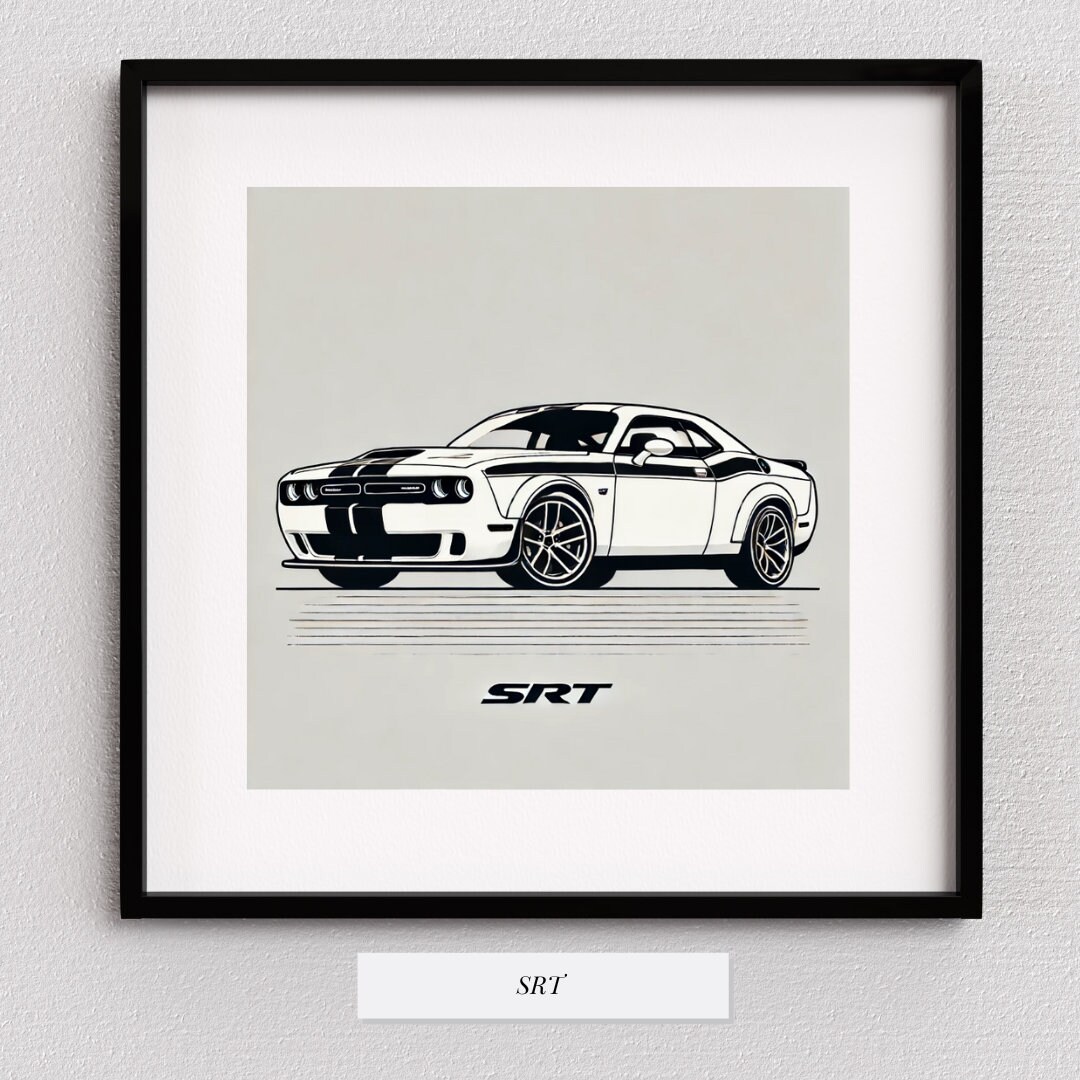 Minimalist Dodge Challenger SRT Art White Background - Etsy