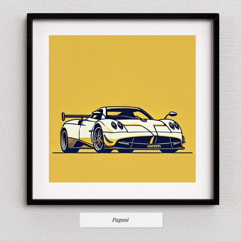 Minimalist Pagani Huayra Art - Yellow Background - Etsy